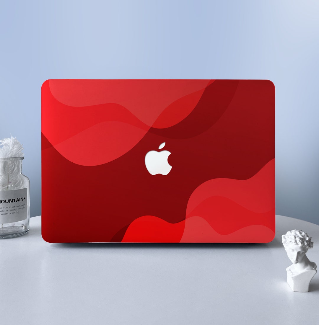 Gradual Red Wave Line Art Protective Hard Mac MacBook Case Laptop Case ...