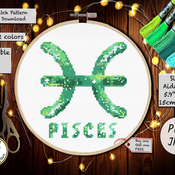 Pisces Cross Stitch - Etsy