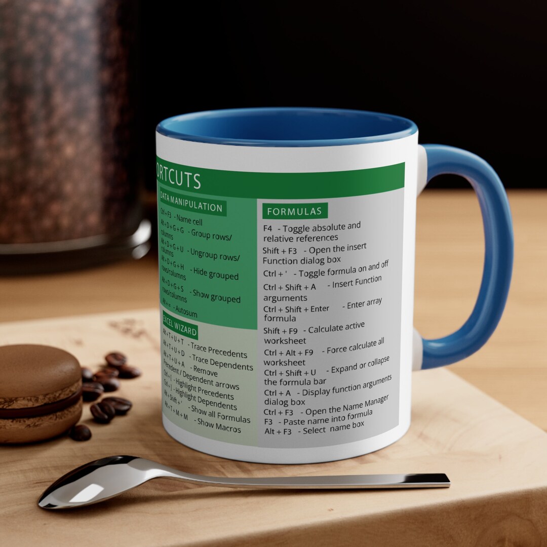 Excel Shortcuts Mug, Excel Spreadsheet Lover Gift Idea for Coworker ...