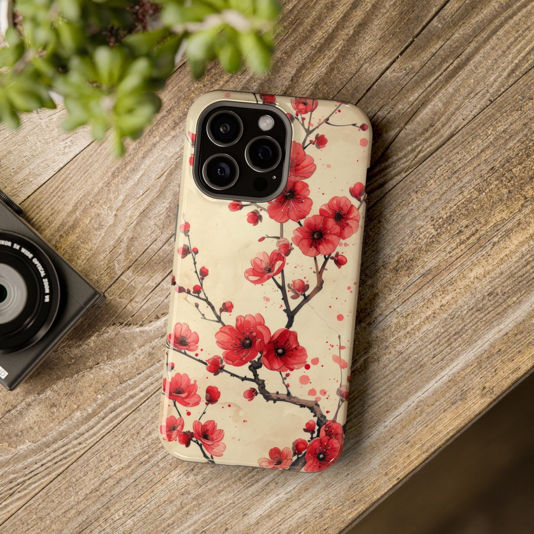 Sakura_blossoms_toile_floral_toile_pattern Magsafe iPhone Case ...