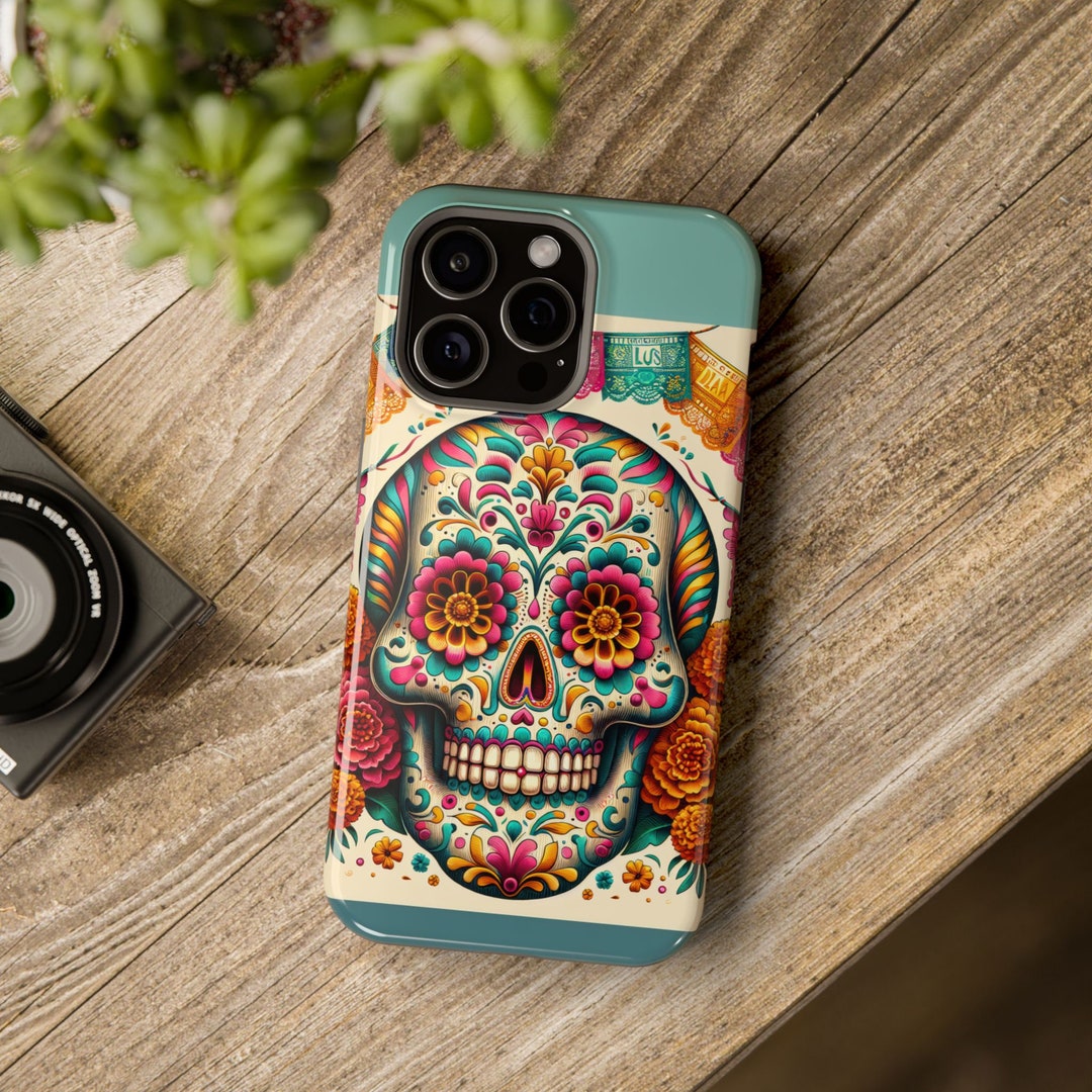 Vintage Halloween Sugar Skull iPhone Magsafe Phone Case, Custom DIA De ...