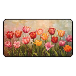Spring Tulips in Bloom Desk Mat, Extended Gaming Keyboard Mat ...