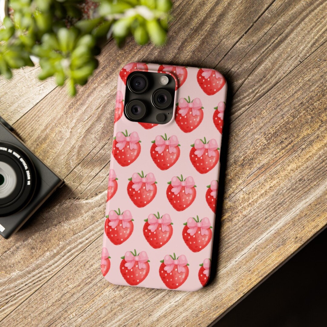 Soft Pink Coquette Berries Slim Phone Case, Preppy Aesthetic iPhone ...