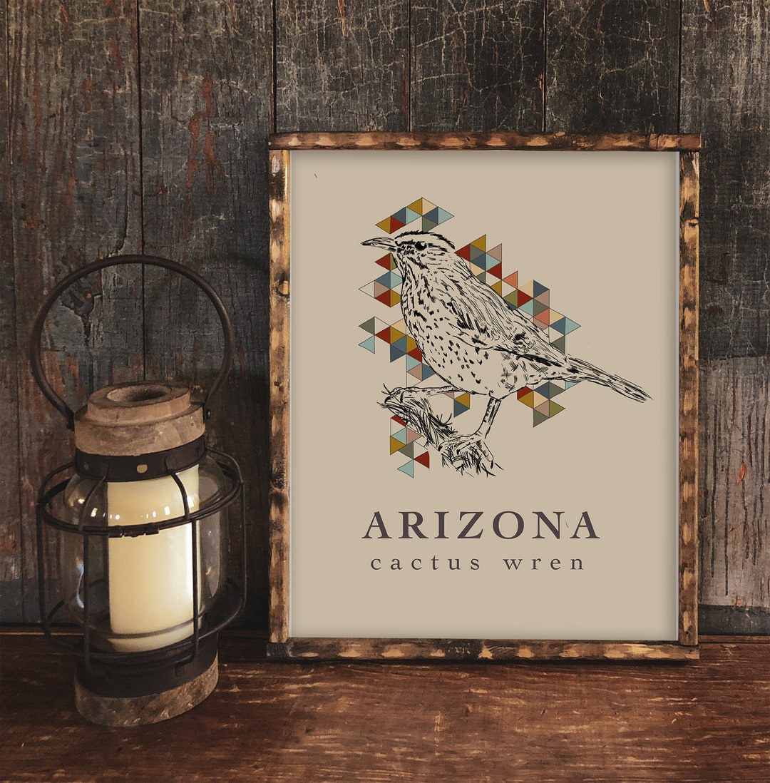 Arizona Art Print, Arizona State Bird, Cactus Wren Print, State of ...