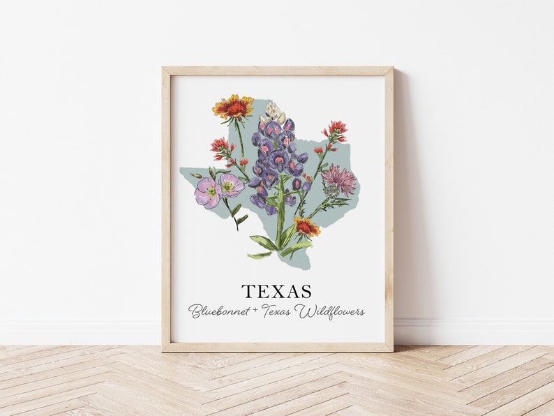 Texas State Flower Art Print Bluebonnet and Texas Wildflowers - Etsy
