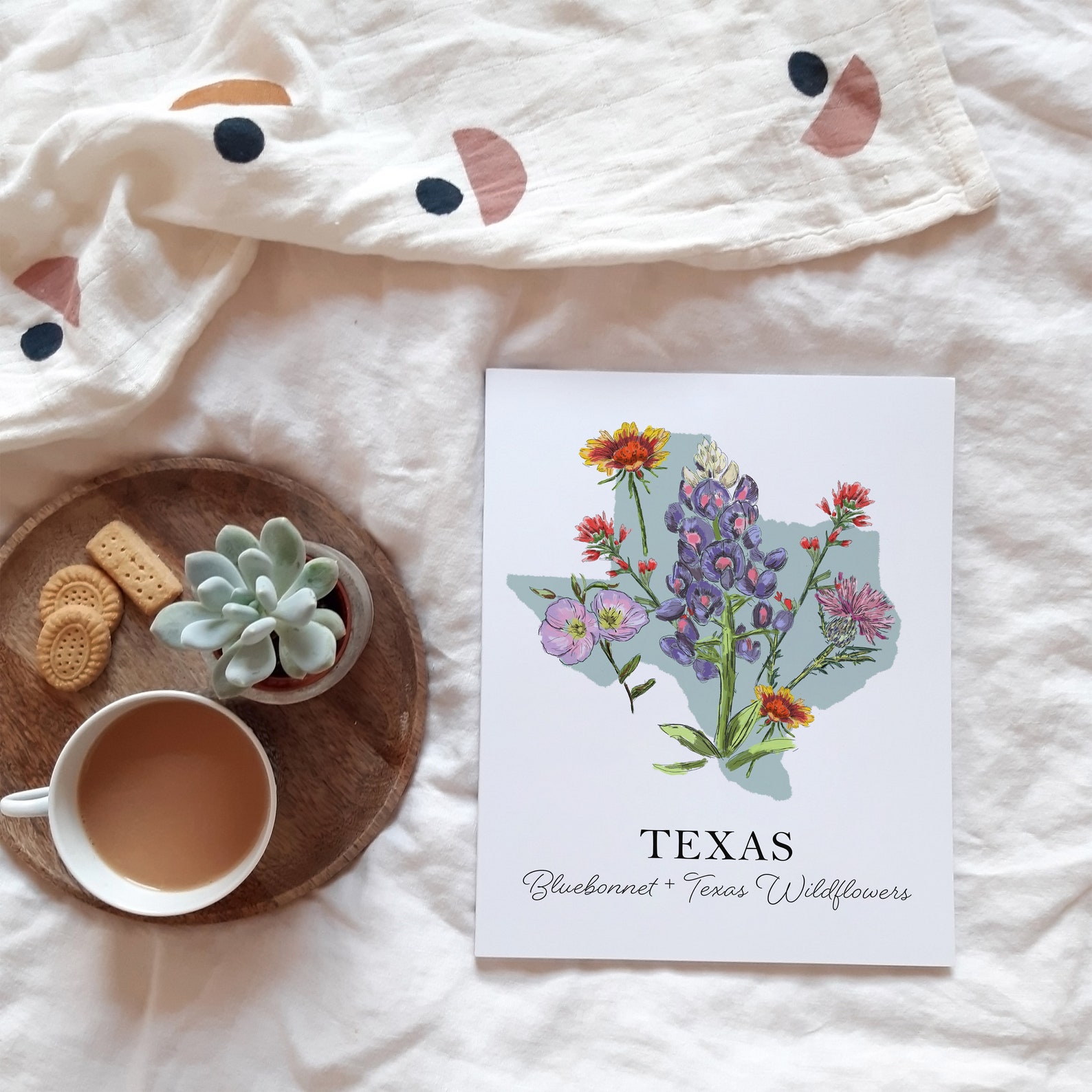 Texas State Flower Art Print Bluebonnet and Texas Wildflowers | Etsy