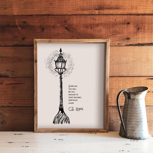C.S. Lewis Quote Art, Narnia Art, Narnia Lamp Post, Literary Art ...