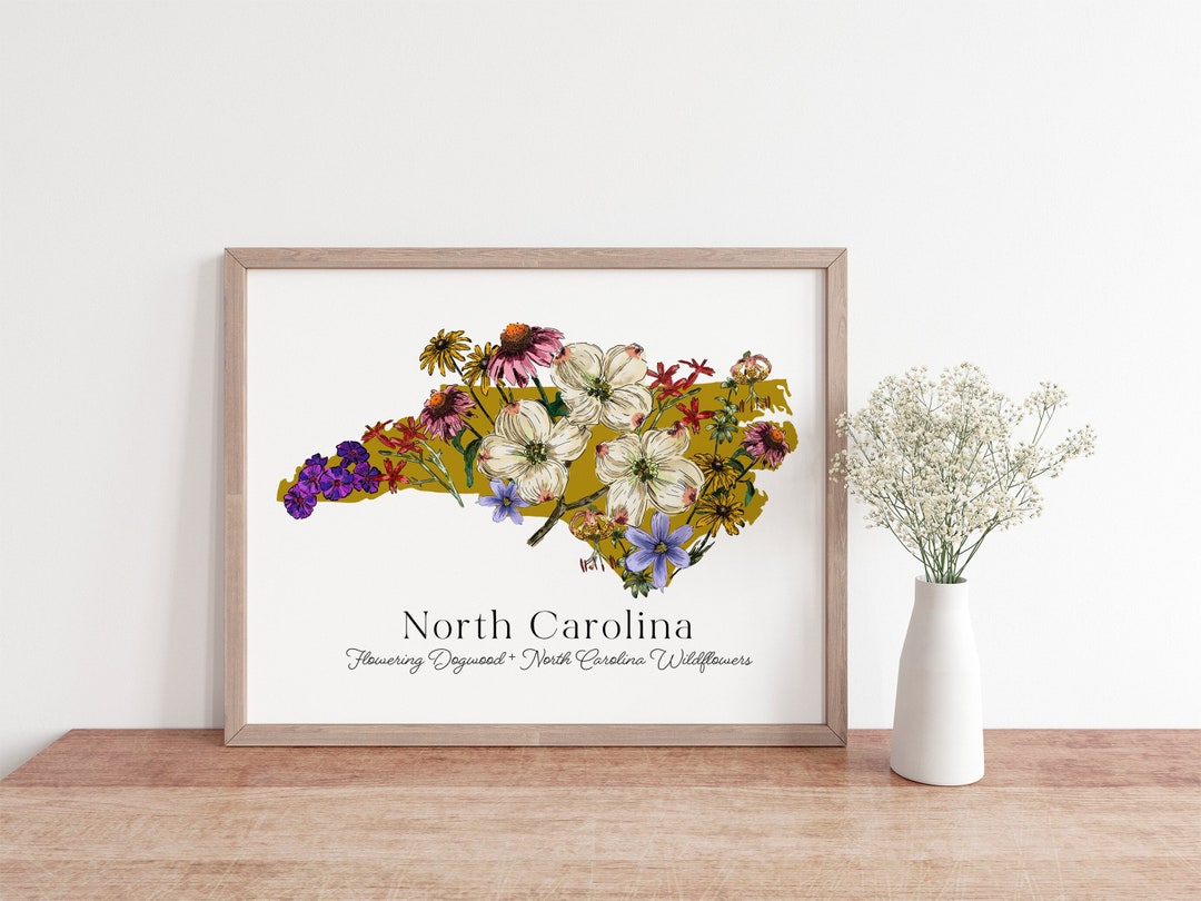 North Carolina State Flower Print, North Carolina Wildflowers, Dogwood ...