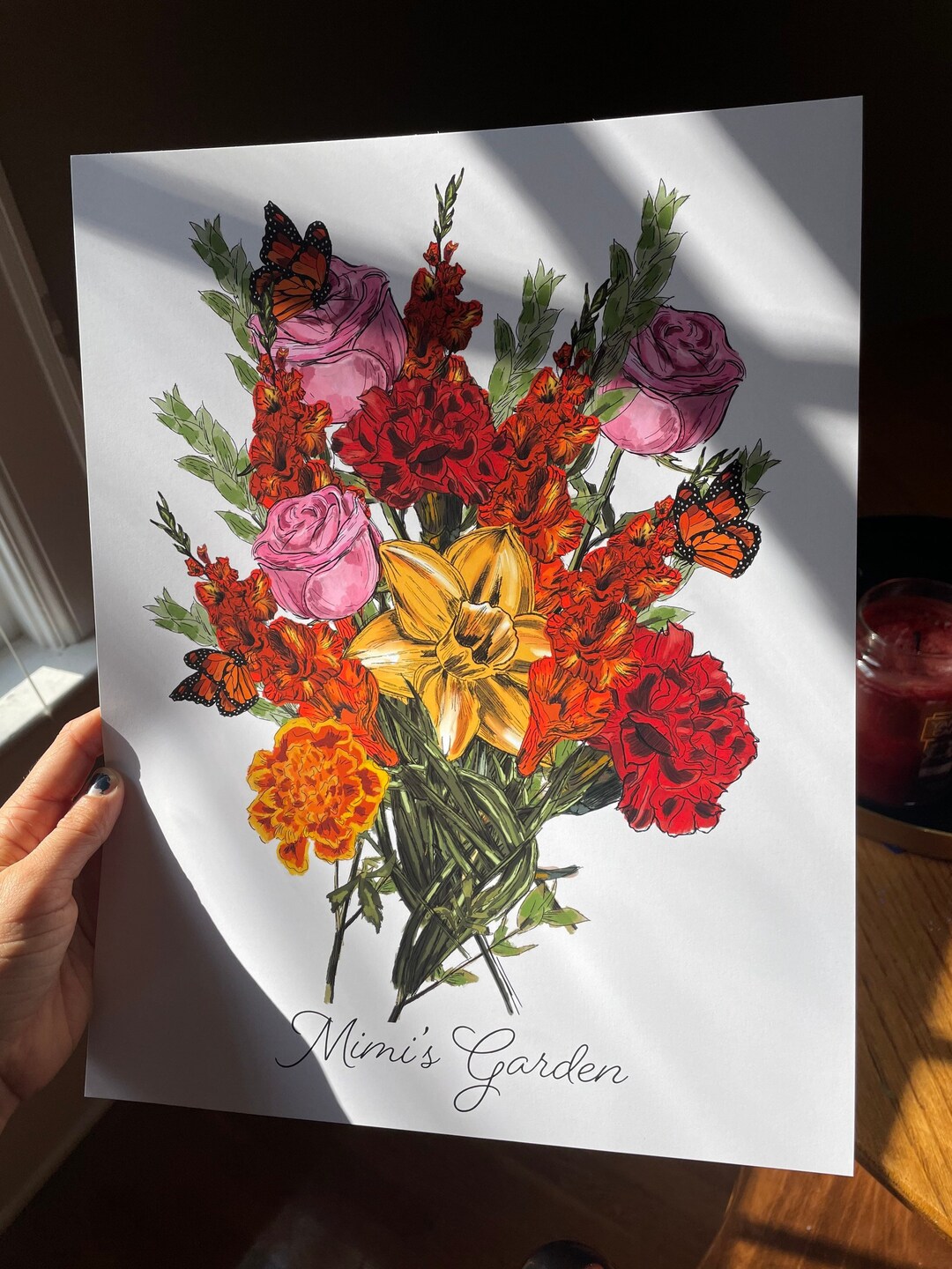 Birth Flower Family Bouquet Print, Custom Birth Flower Print, Family ...