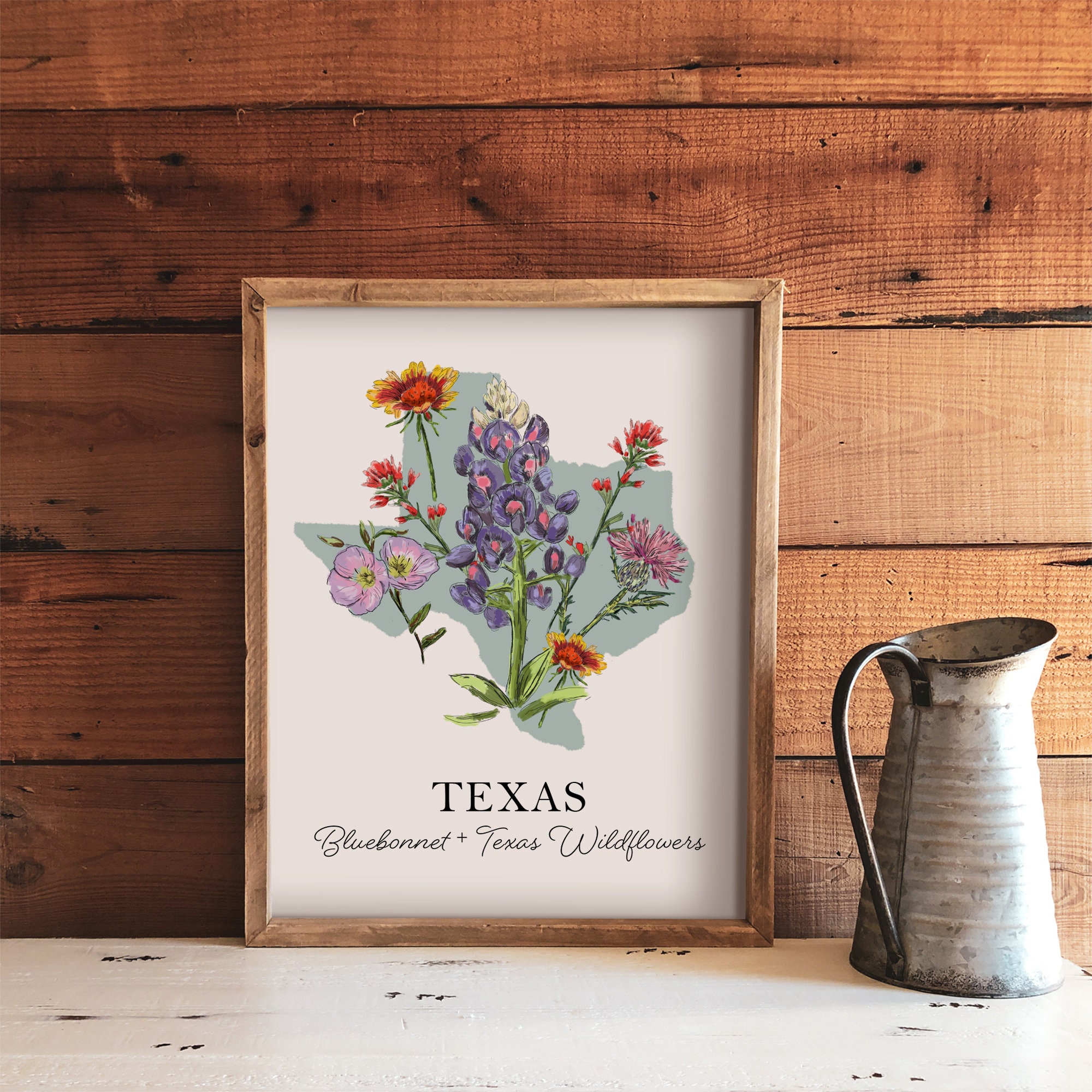 Texas State Flower Art Print Bluebonnet and Texas Wildflowers | Etsy