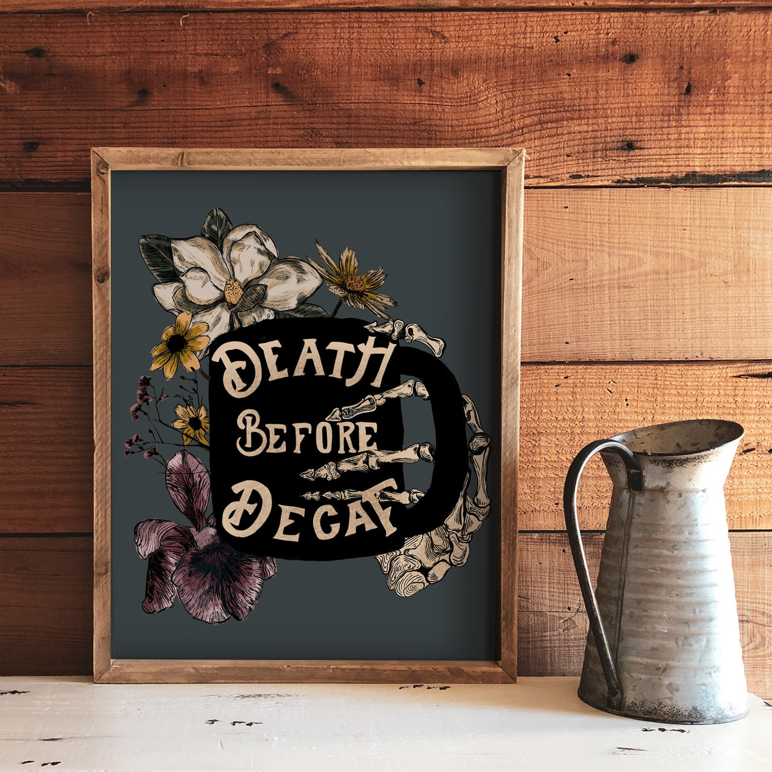 Death Before Decaf Coffee Art Print Coffee Lover Art Coffee - Etsy