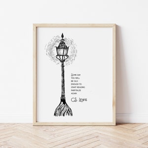 C.S. Lewis Quote Art, Narnia Art, Narnia Lamp Post, Literary Art ...