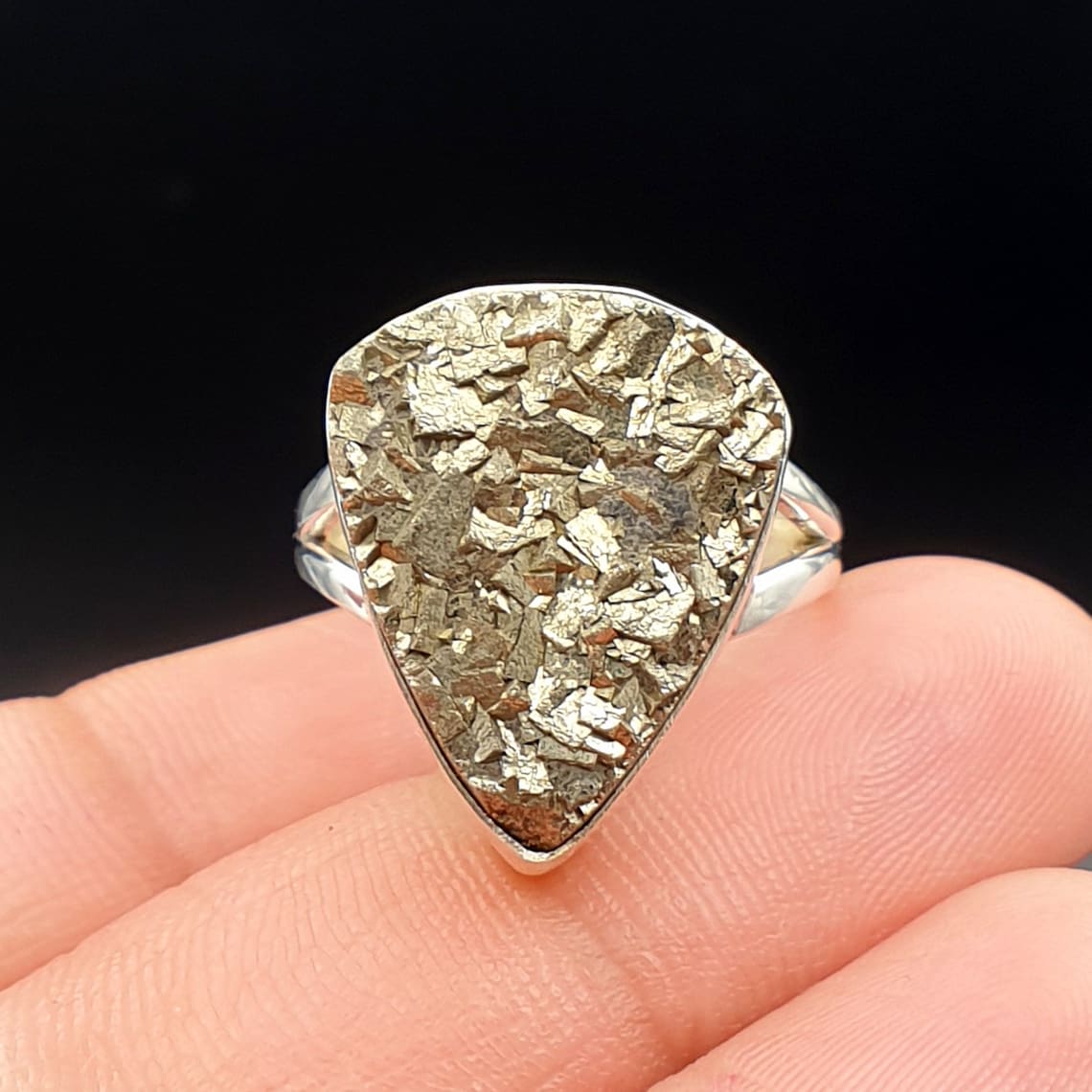 Raw Pyrite Ring 925 Sterling Silver Pyrite Druzy Ring Iron | Etsy