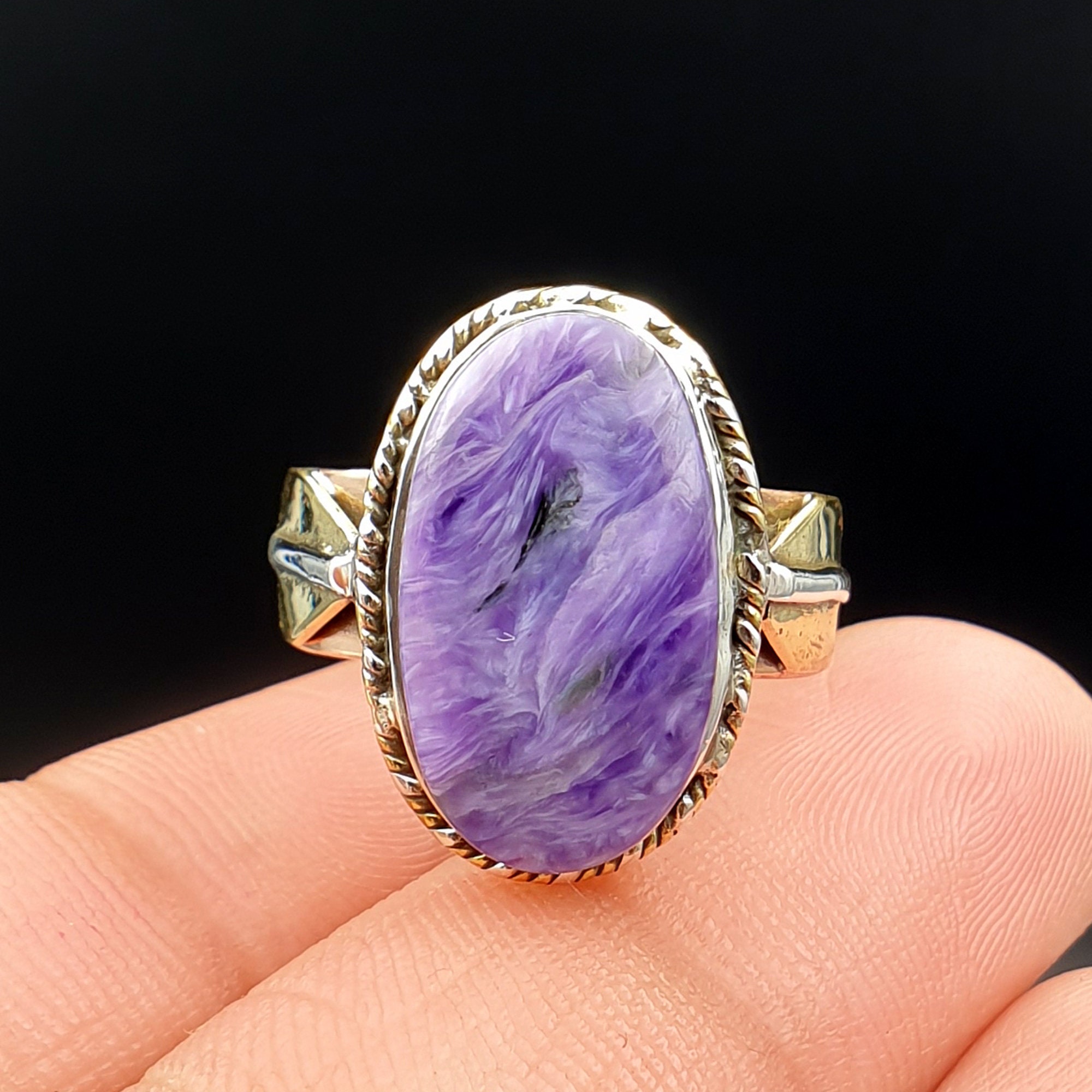 Natural Charoite Ring 925 Sterling Silver Charoite Ring | Etsy