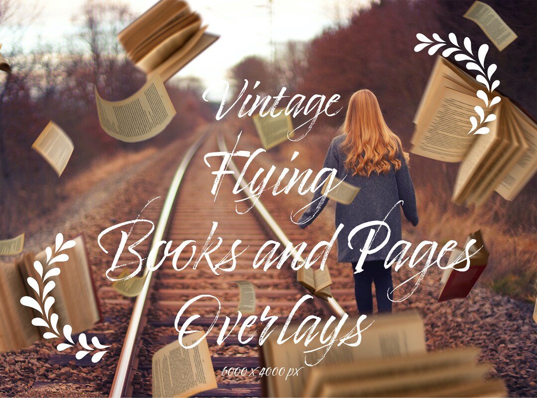 Vintage Flying Books & Pages Overlay for Backdrop, for Portraits, Old ...