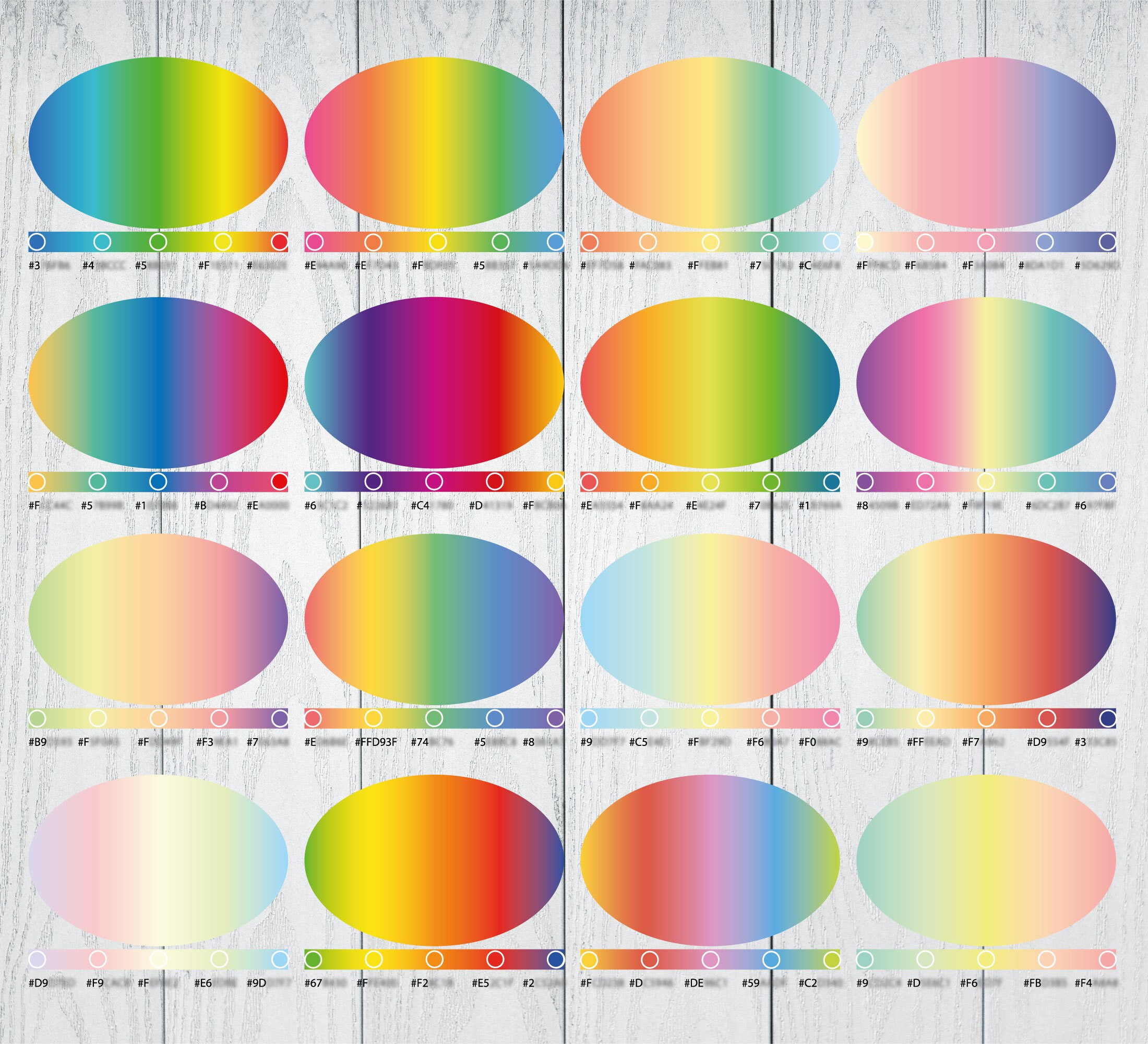 16 Rainbow Gradient Swatches. Bright and Pastel Colors Gradient ...