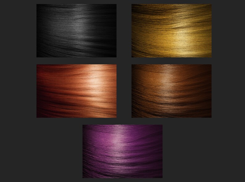 10 Natural Hair Textures & Pattern-various Colors, Straight Hair, Hair ...
