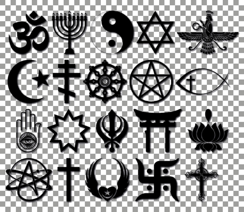20 Religious Symbol Clipart. Belief Icon Set Scrapbook. Faith Elements ...