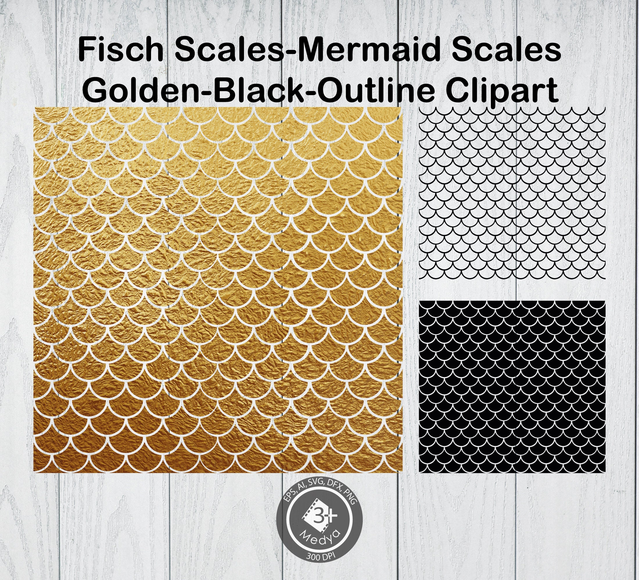 Black Fish Scale Clip Art