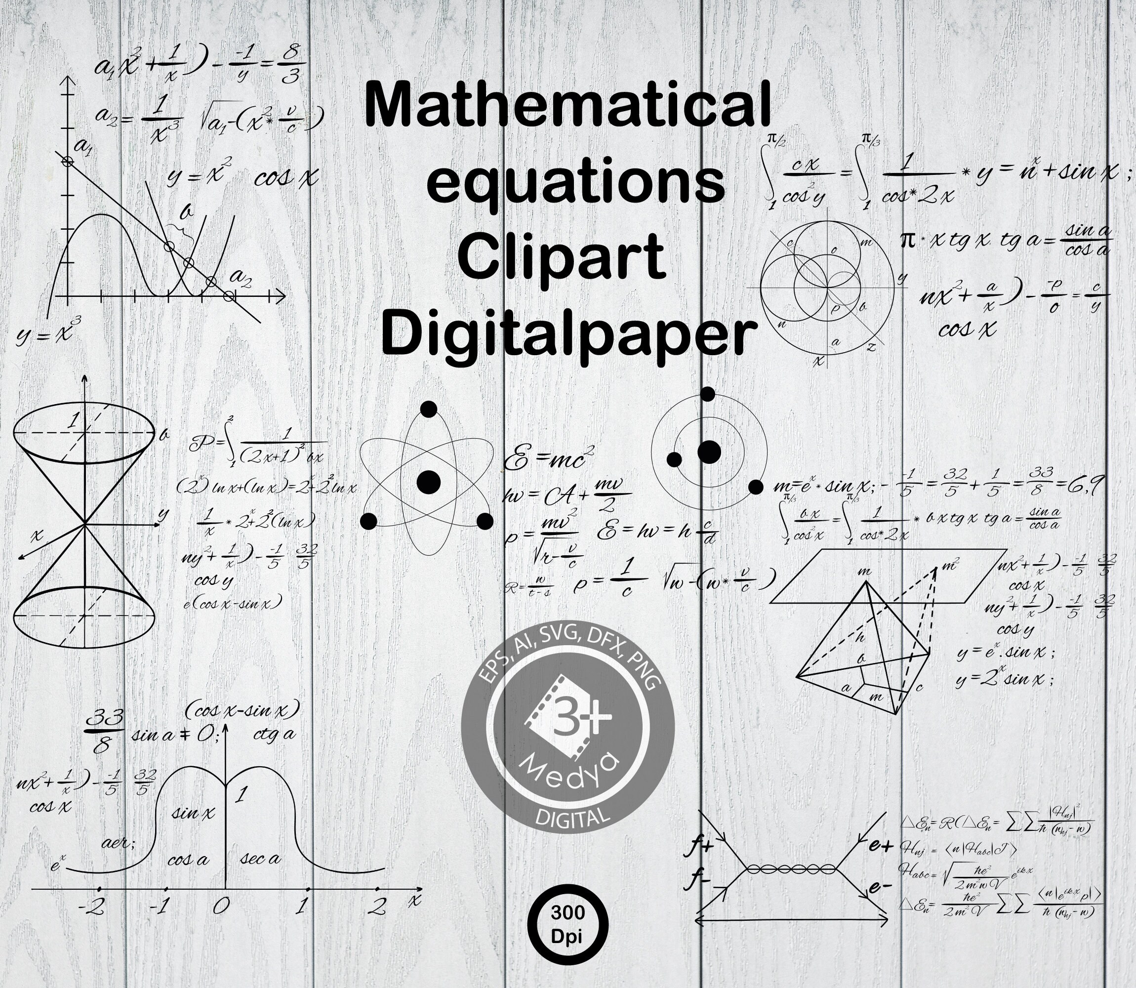 Math And Physics Equations Clipart Silhouette Equations Etsy