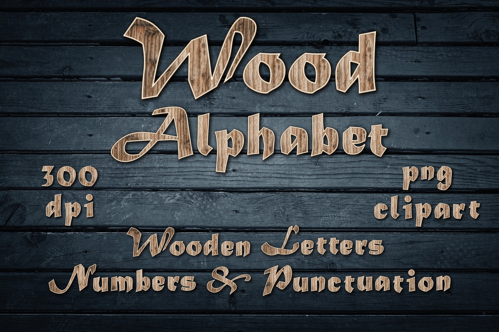 Wood Alphabet Clipart Files. Wooden Letters, Numbers & Punctuation ...