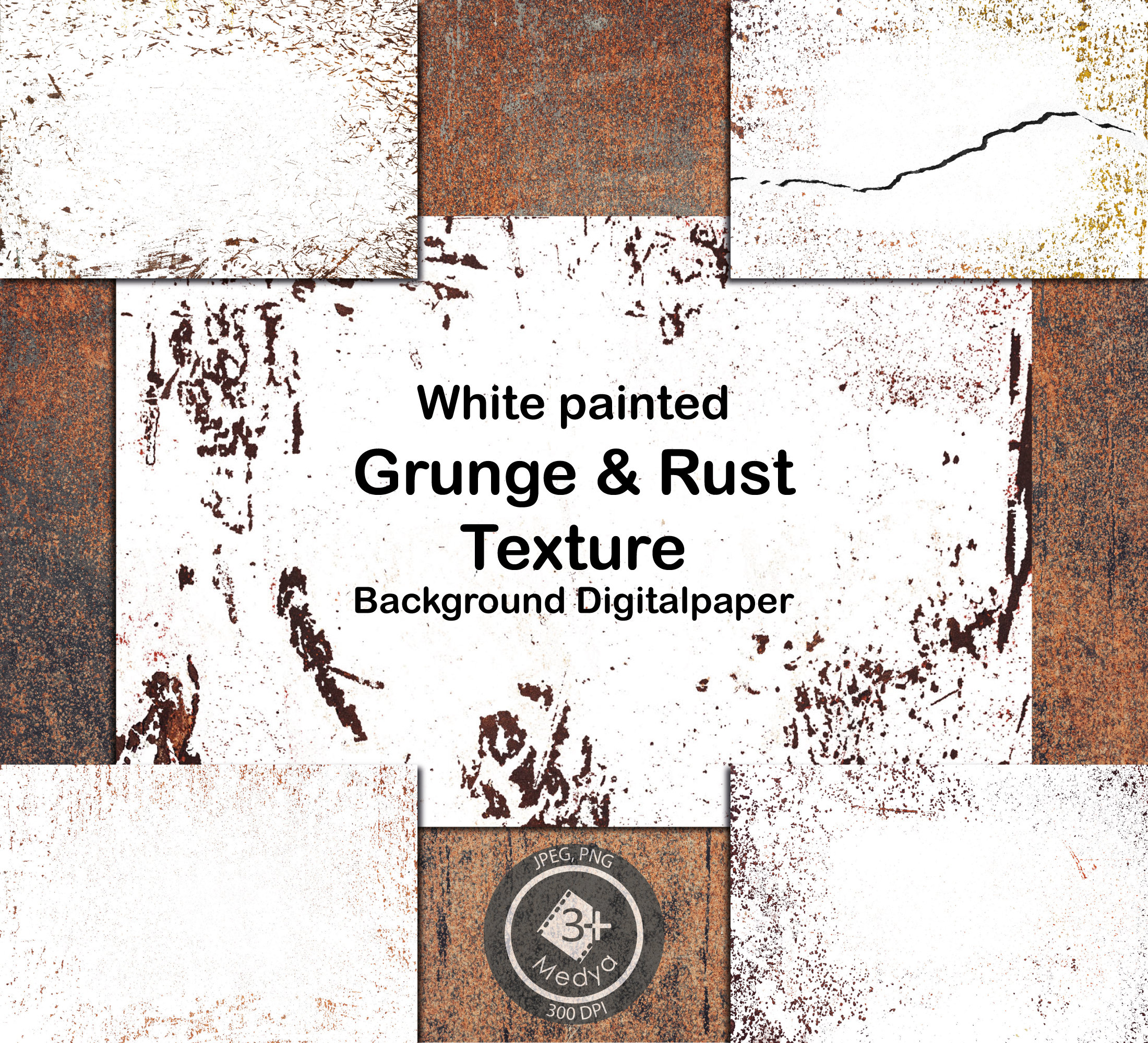 5 White Painted Rusty Metal Background and Textures. Rusty & Grungy ...