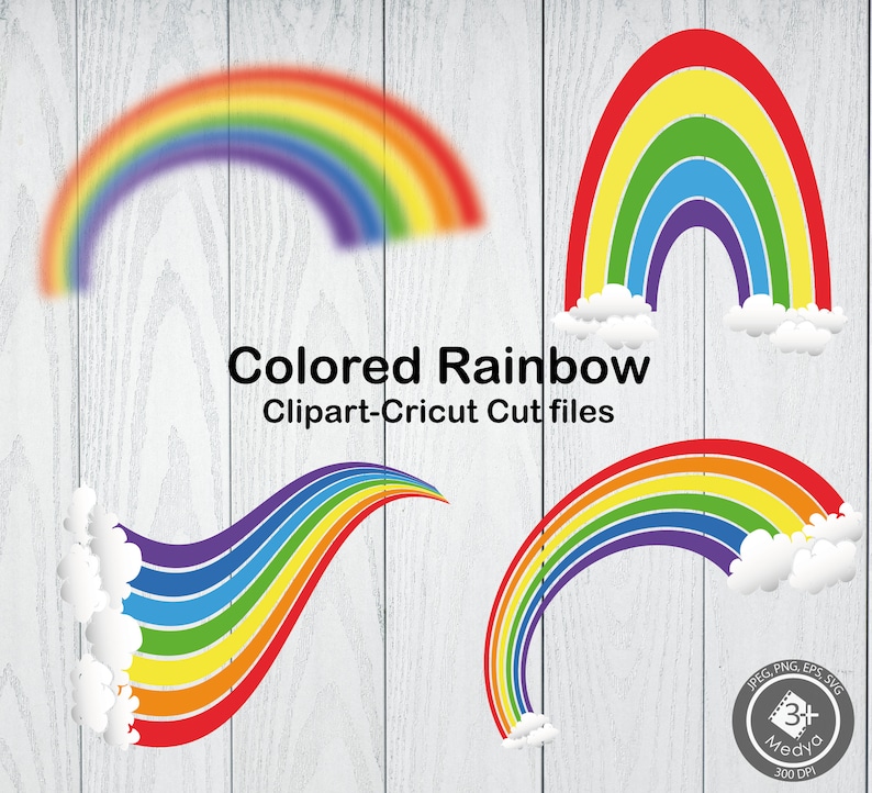 4 Bright Colored Rainbow Clipart. Transparent Background Rainbow Image ...