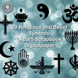 20 Religious Symbol Clipart. Belief Icon Set Scrapbook. Faith Elements ...