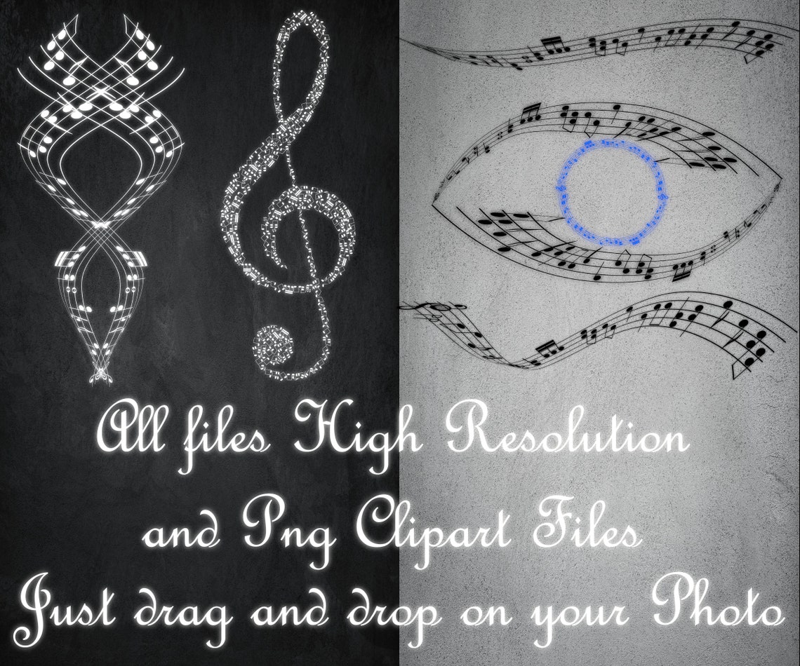 21 Music Notes Pattern Overlays 30 Single Notes Black and - Etsy