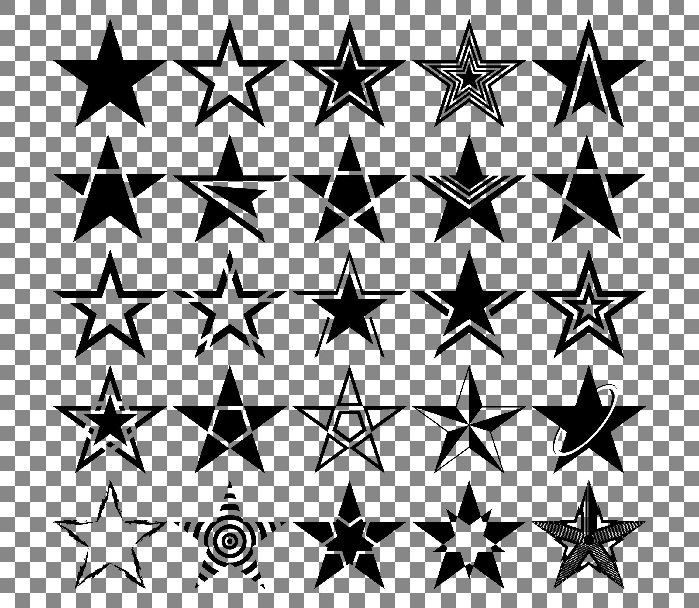 25 Star Shape Clipart. Silhouette Stars Digitalpaper. Star Svg, Png ...