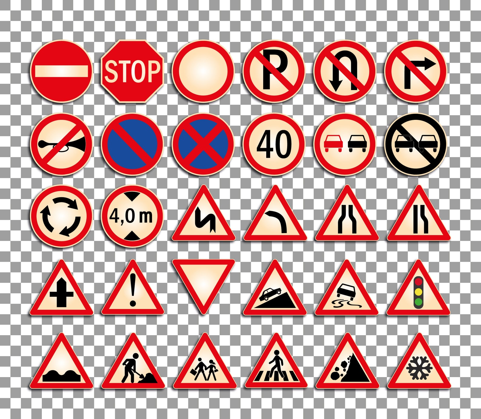 30 Traffic Sign Clipart. Road Signs Bundle Digitalpaper. Traffic ...