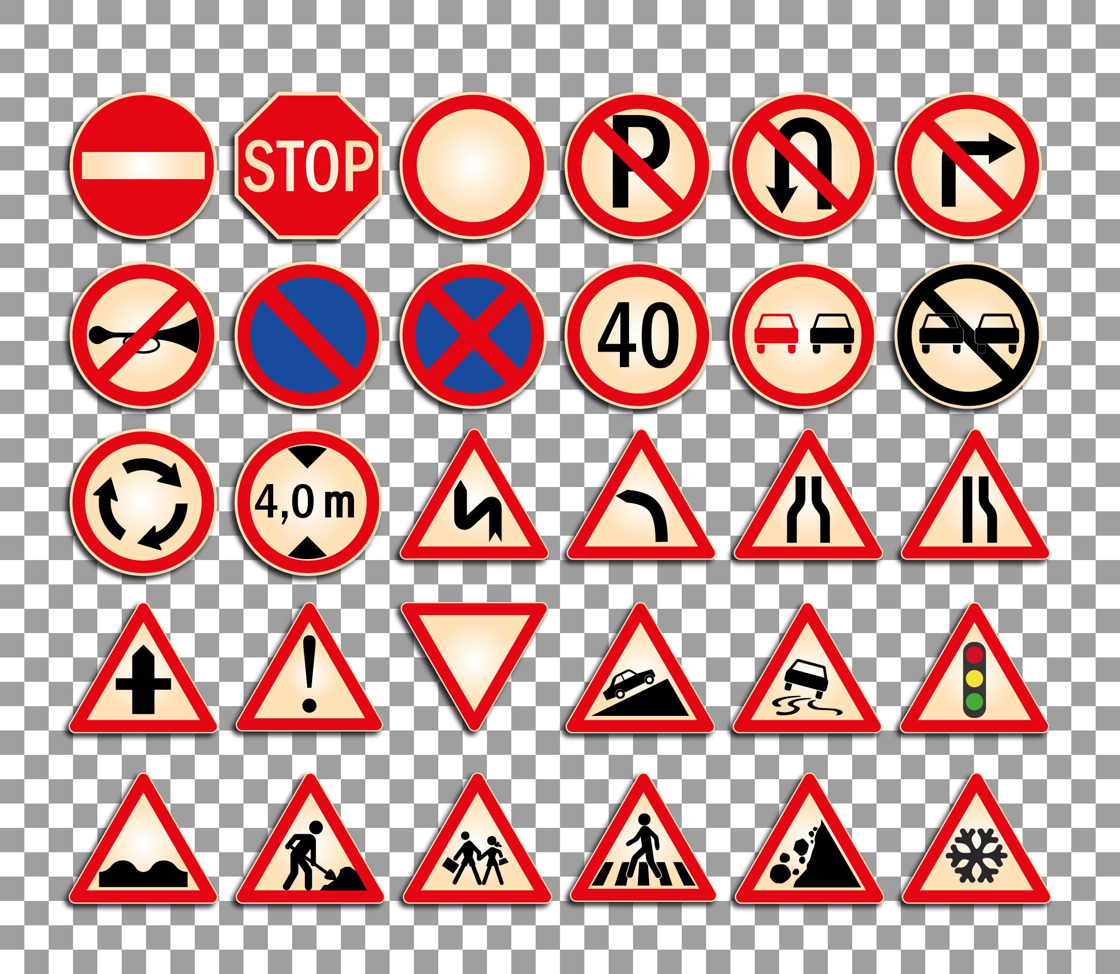 30 Traffic Sign Clipart. Road Signs Bundle Digitalpaper. Traffic ...