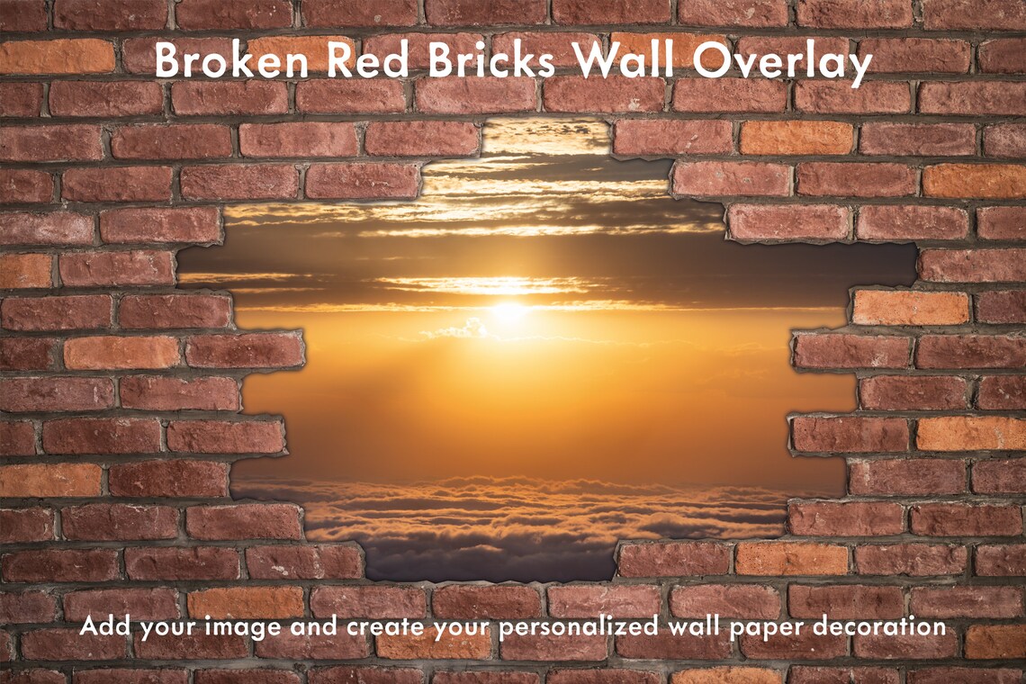2 HQ Cracked and Broken Wall Overlays. Red Brick Wall Overlay. | Etsy