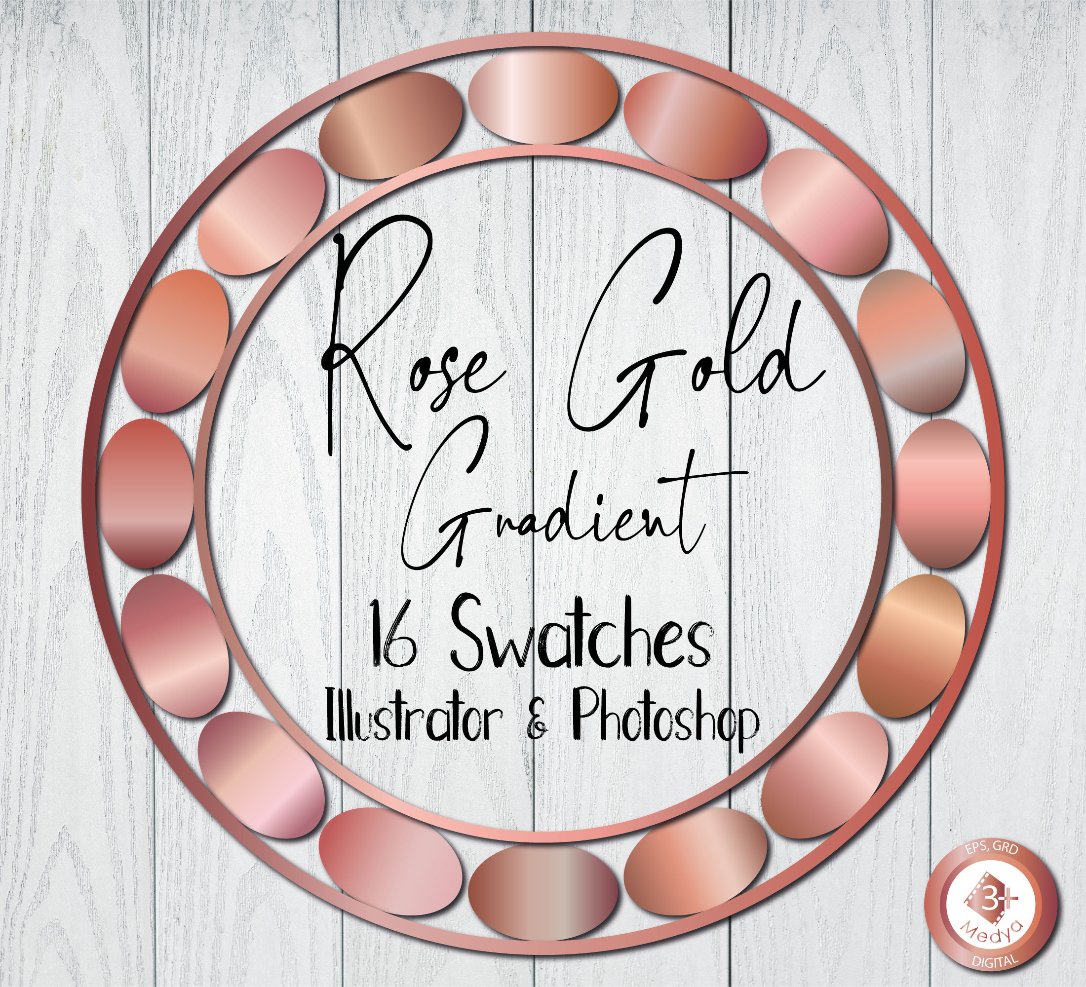 16 Rose Gold Gradient Swatches. Metallic Rose Gold Gradient Preset ...