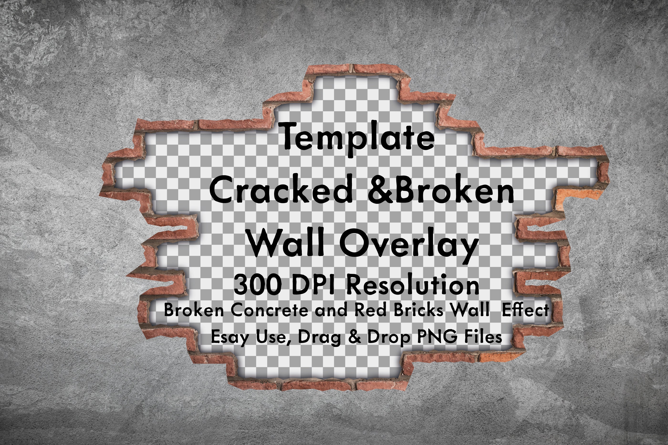 2 HQ Cracked and Broken Wall Overlays. Red Brick Wall Overlay. - Etsy