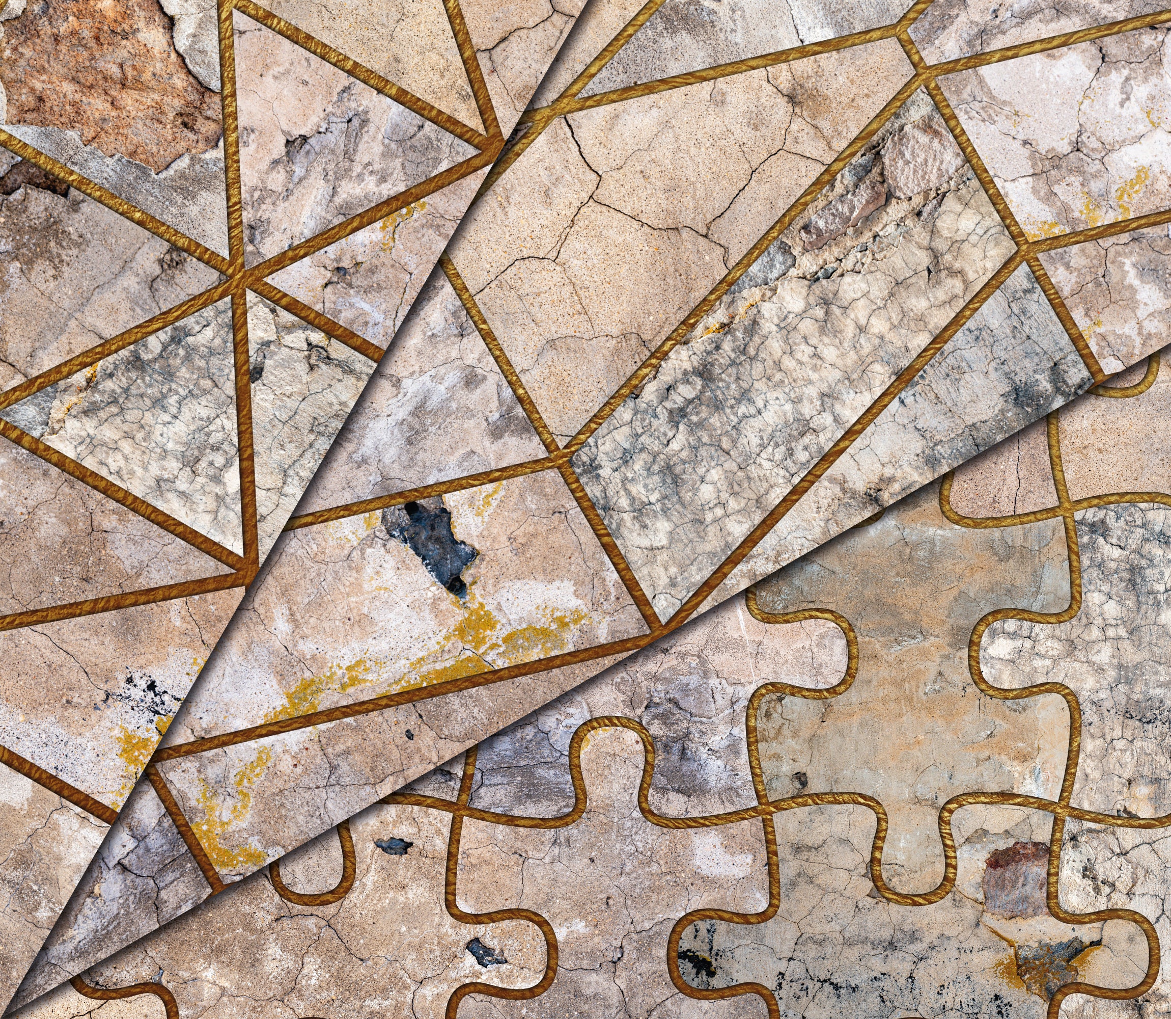 Old & Faded Wall Collage With Golden Border Textures and - Etsy