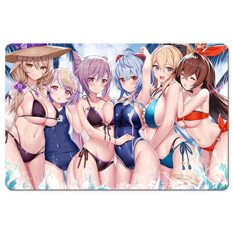 Genshin Impact Girls In Bikini Mousepad Large Ecchi Desk Mat Etsy