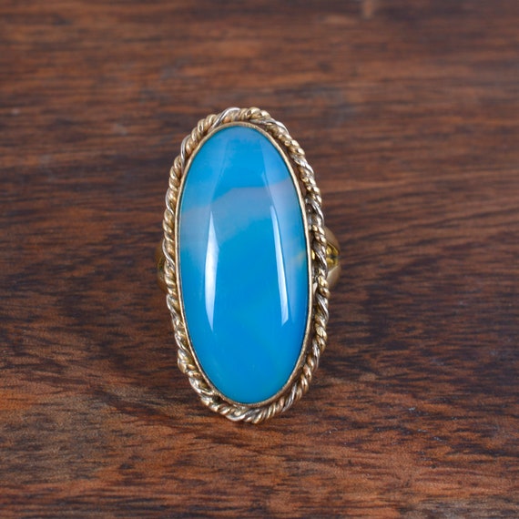 Blue Hemimorphite Ring Brass Ring Blue Gemstone Ring Big - Etsy