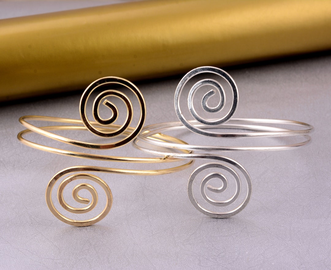 Gold Spiral Minimalist Arm Cuff, Upper Arm Cuff, Arm Bracelet, Arm ...
