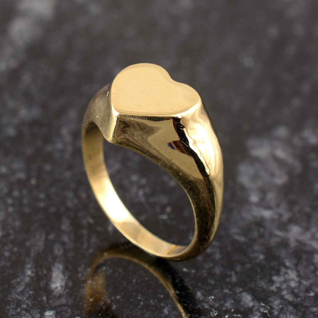Heart Ring, Signet Ring, Brass Heart Ring, Minimalist Ring, Love Ring ...