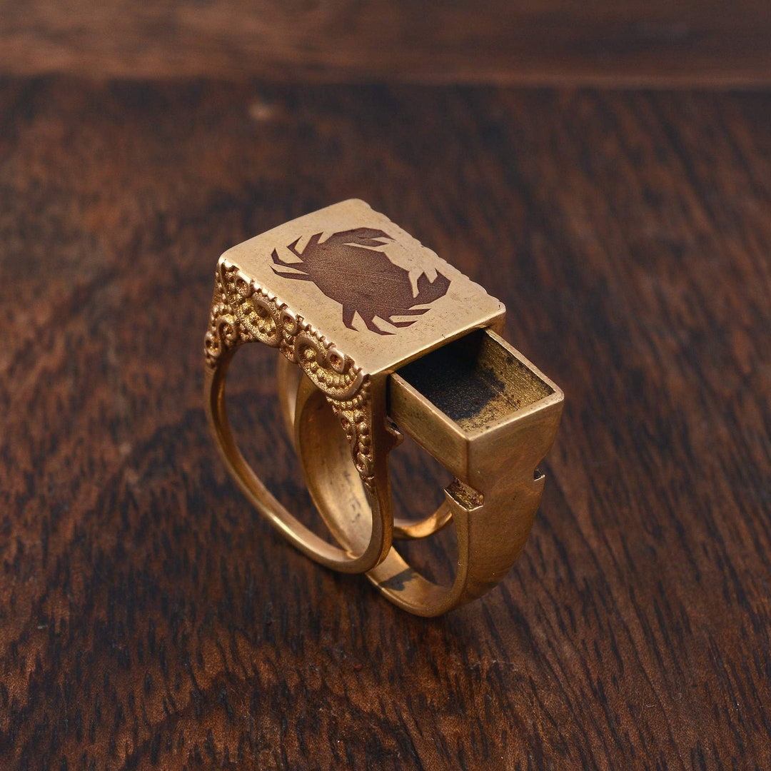 Zodiac Ring, Poison Ring, Secret Box Ring, Box Ring, Poisoner Ring ...