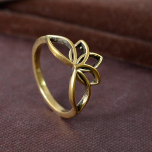 Gold Lotus Flower Ring, Brass Ring, Lotus Ring, Spiritual Ring, Padma ...
