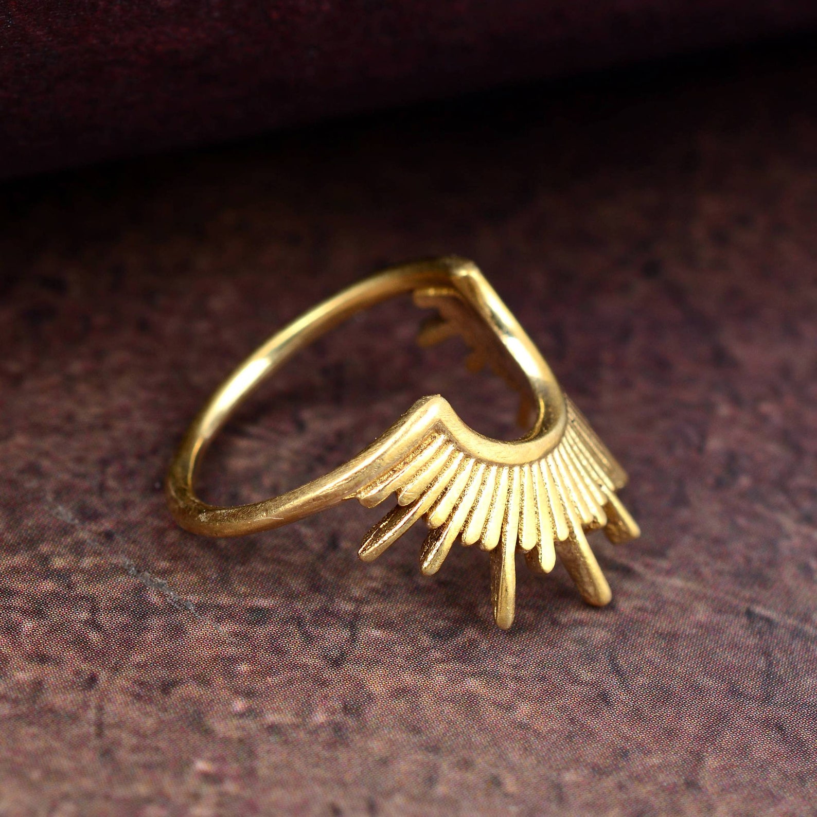 Sun Ring, Rising Sun Ring, Gold Dainty Ring, Spike Ring, Statement Ring ...