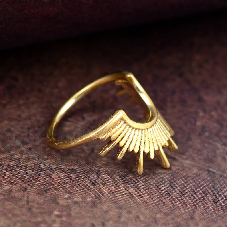 Sun Ring, Rising Sun Ring, Gold Dainty Ring, Spike Ring, Statement Ring ...