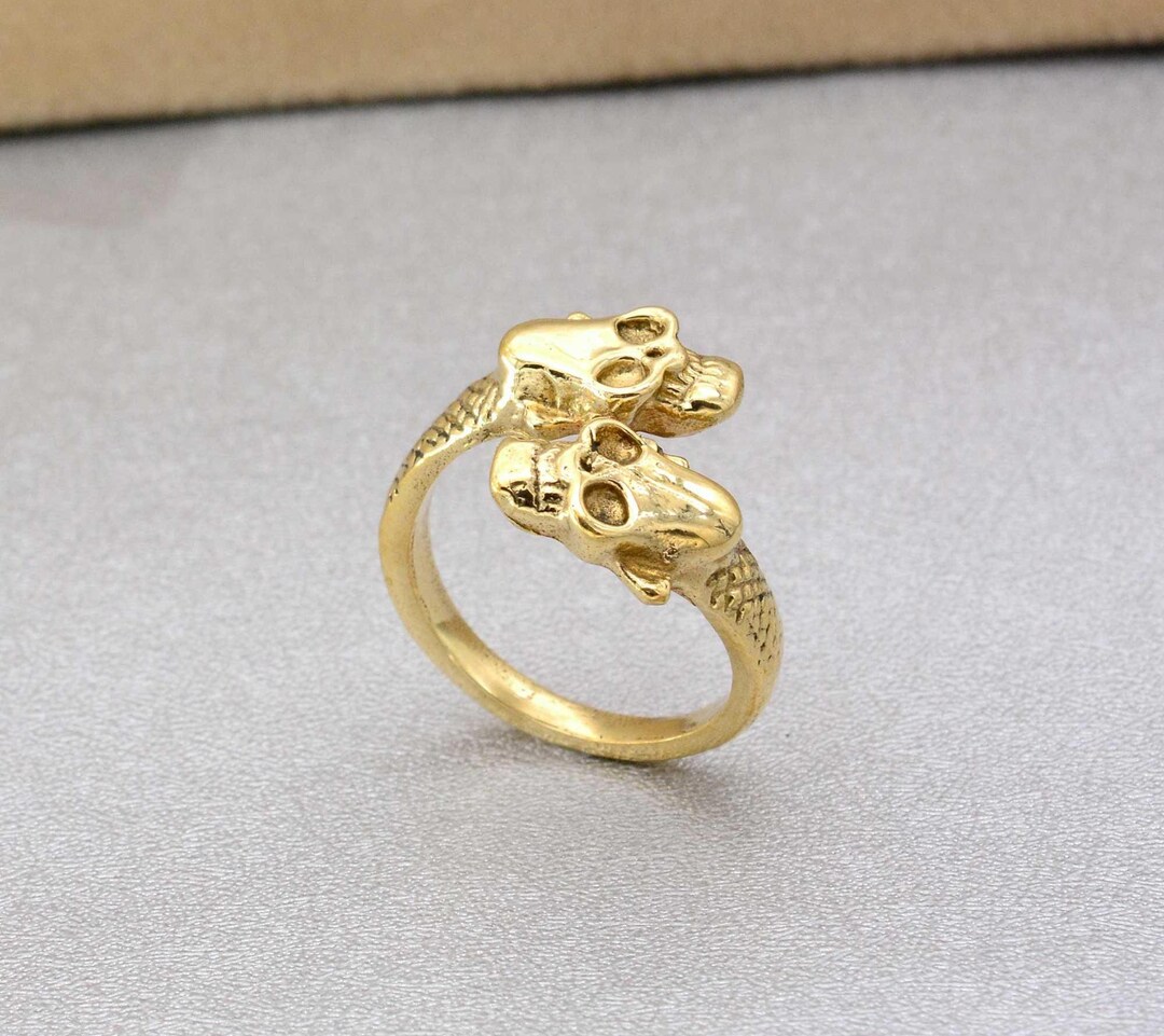 Skull Faced Ring, Adjustable Ring, Dainty Ring, Handmade Ring, Gold ...