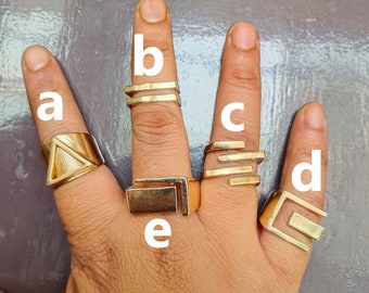 Antique Gold GEOMETRIC Ring, Big Statement Abstract Modern Ring Boho ...