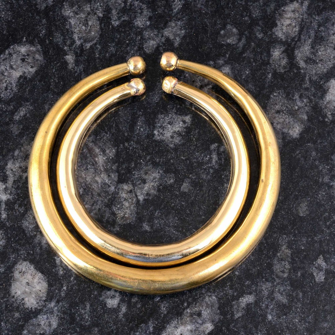Chunky Brass Ankle Bracelet, Rigid Circle Anklet, Tribal Fusion Jewelry ...