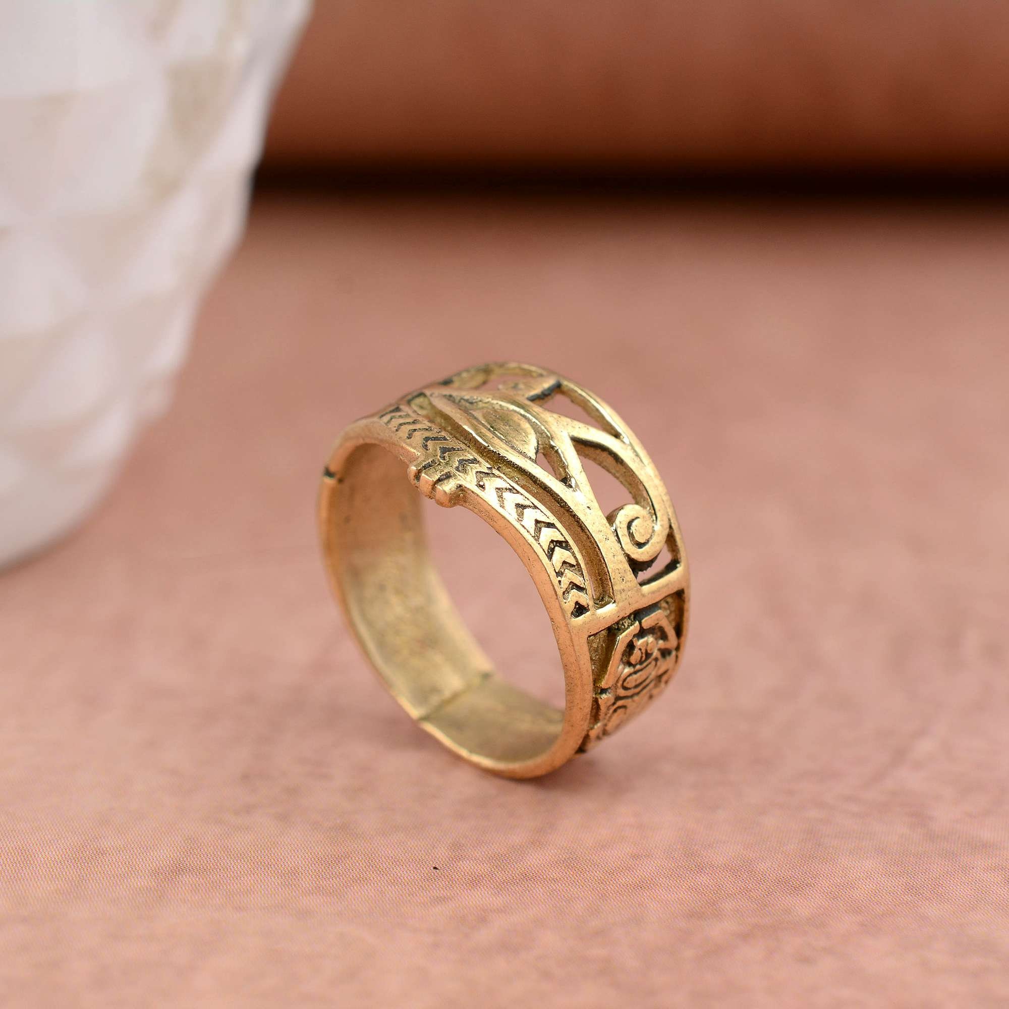 Handmade Brass Horus Eye Ring: Ra Egypt Ring, Protection Jewelry - Etsy