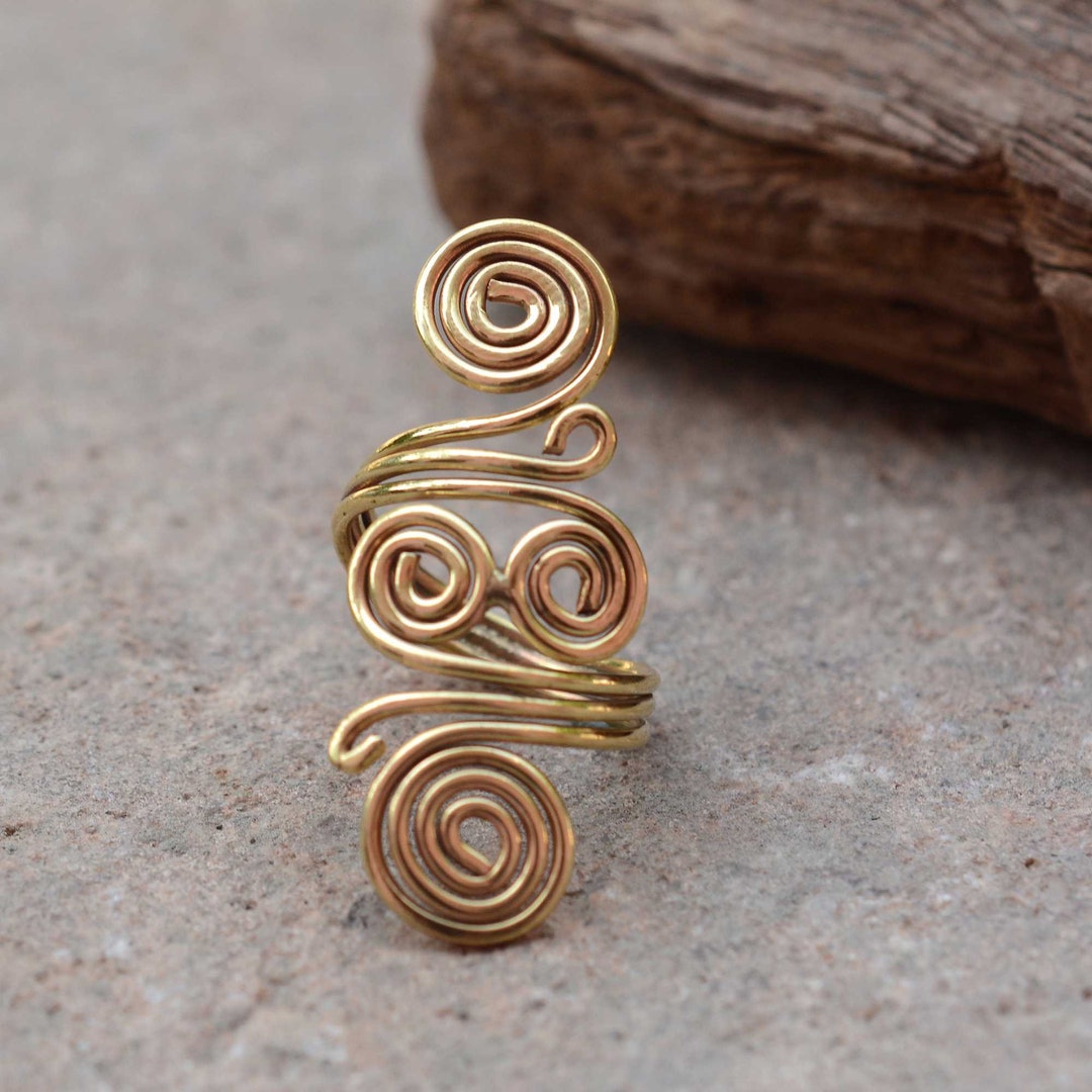 Spiral Ring, Hypnotic Ring, Spiral Brass Ring, Swirl Ring, Gold Wired ...