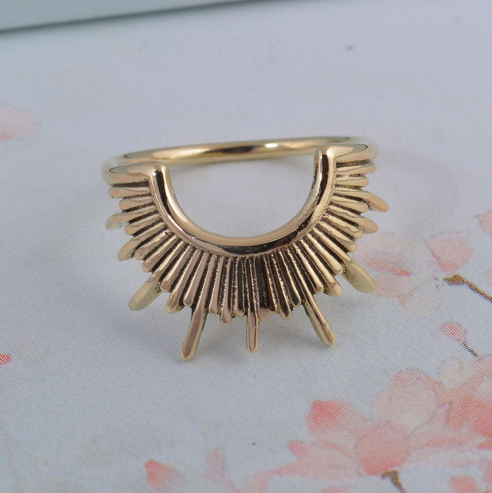 Sun Ring Rising Sun Ring Gold Dainty Ring Spike Ring - Etsy